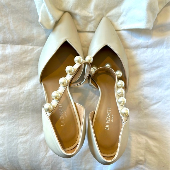 LK Bennett | Shoes | Lk Bennett Zelda Ivory Leather Pearl Trim Wedding ...
